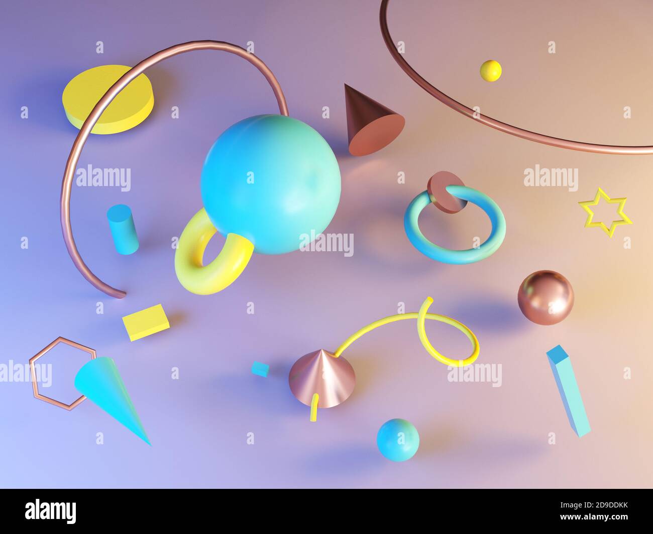 3d abstract geometrical shapes in bright colors. Modern background ...
