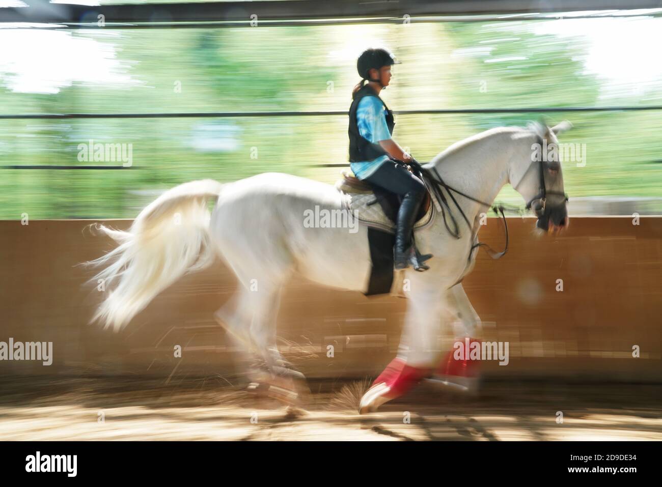Rode the horse racecourse teenagers Stock Photo - Alamy