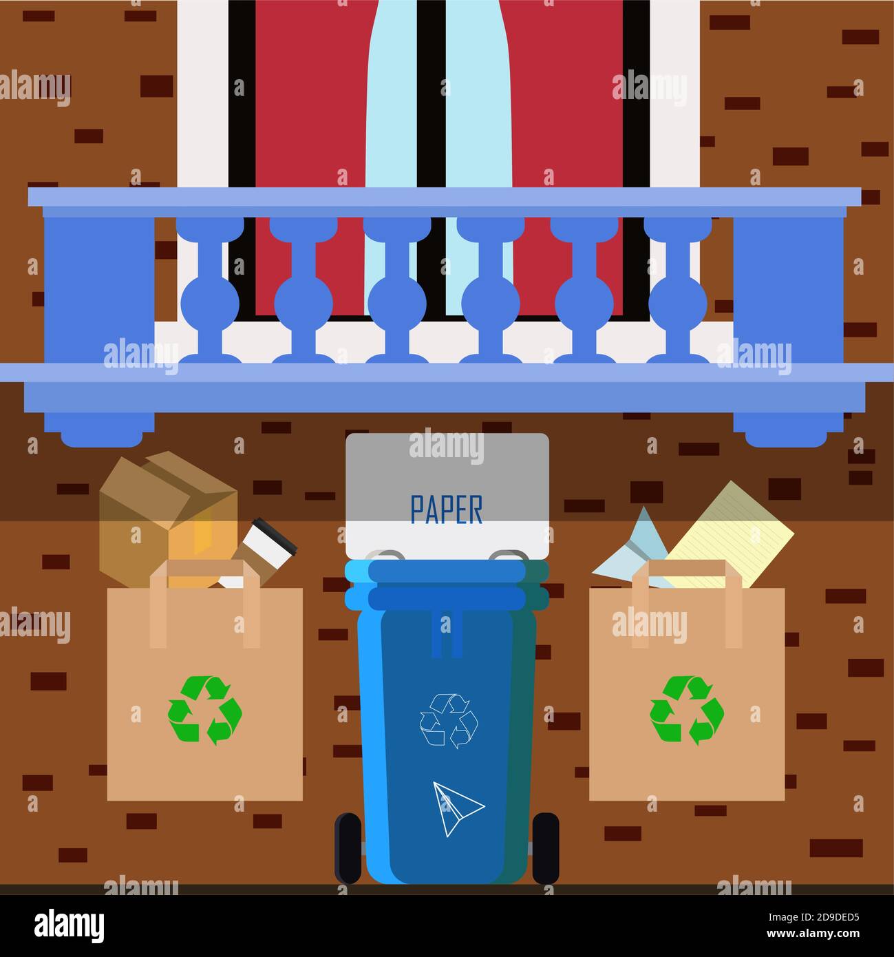 Vector flat illustration of sorting garbage into categories plastic ...