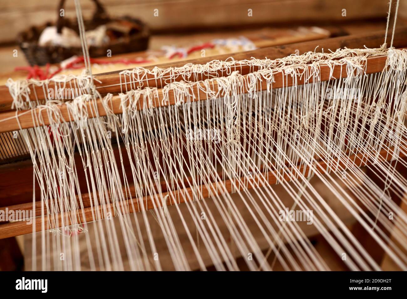 Details of vintage wooden loom at home, Russia Stock Photo - Alamy