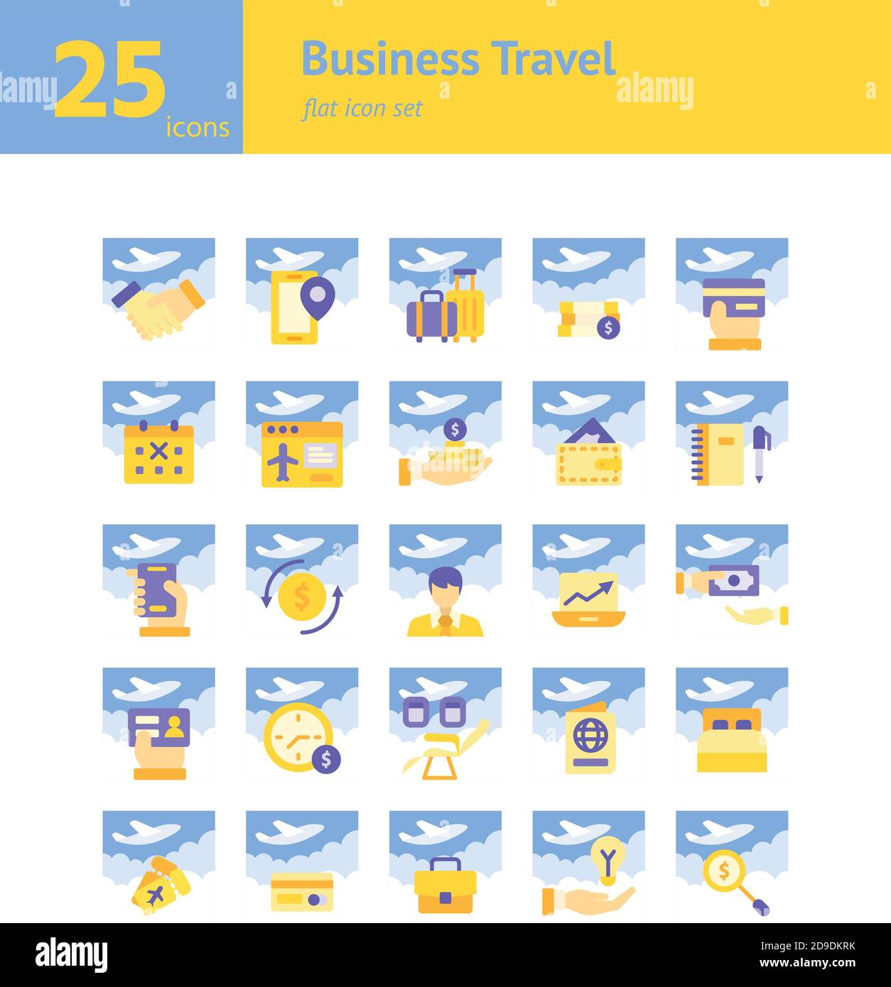 Business Travel flat icon set. Vector and Illustration Stock Vector ...