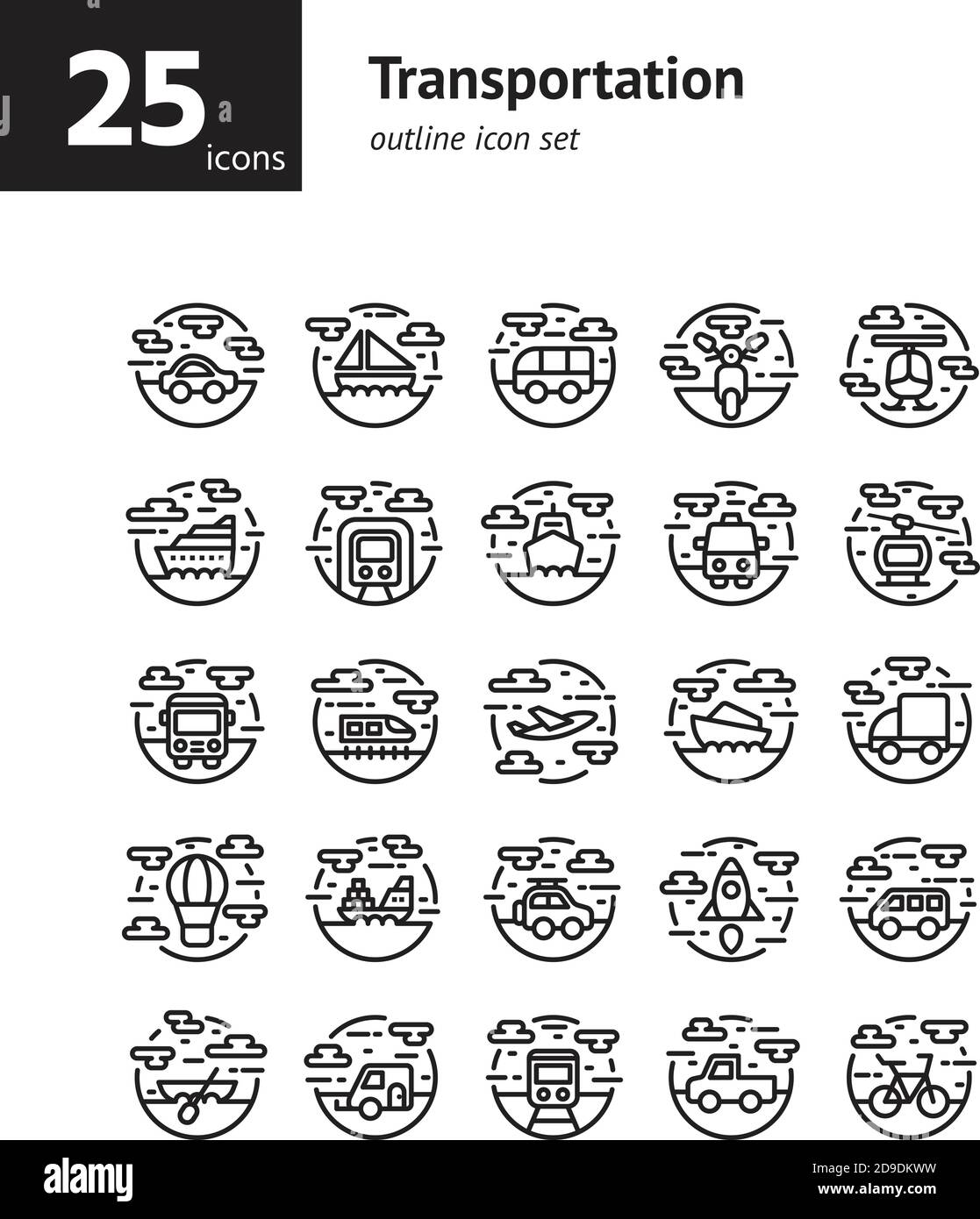 Transportation outline icon set. Vector and Illustration Stock Vector ...