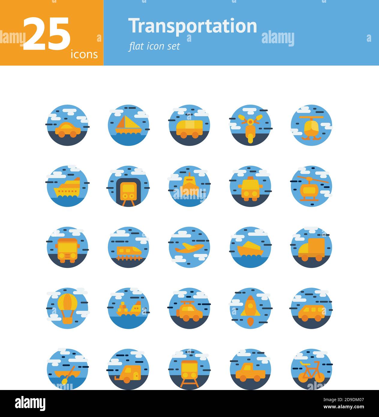 Transportation flat icon set. Vector and Illustration Stock Vector ...