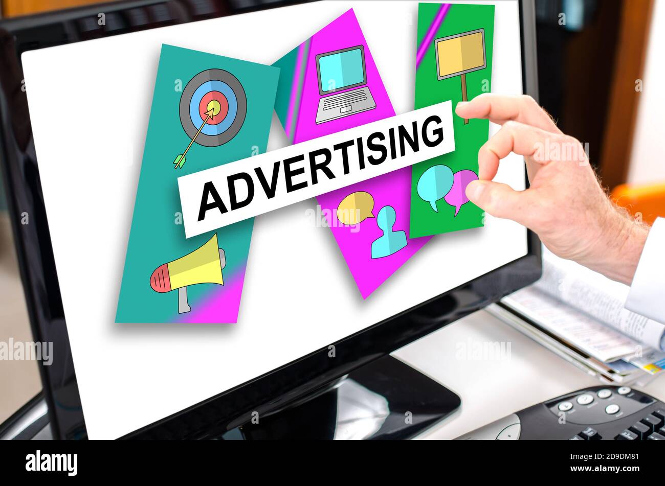 Advertising concept shown on a computer screen Stock Photo - Alamy