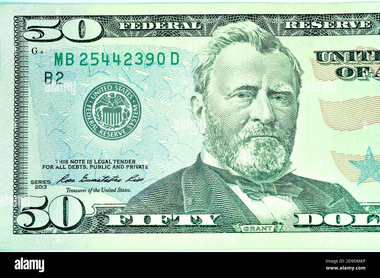 Closeup of fifty US dollar bill Stock Photo - Alamy