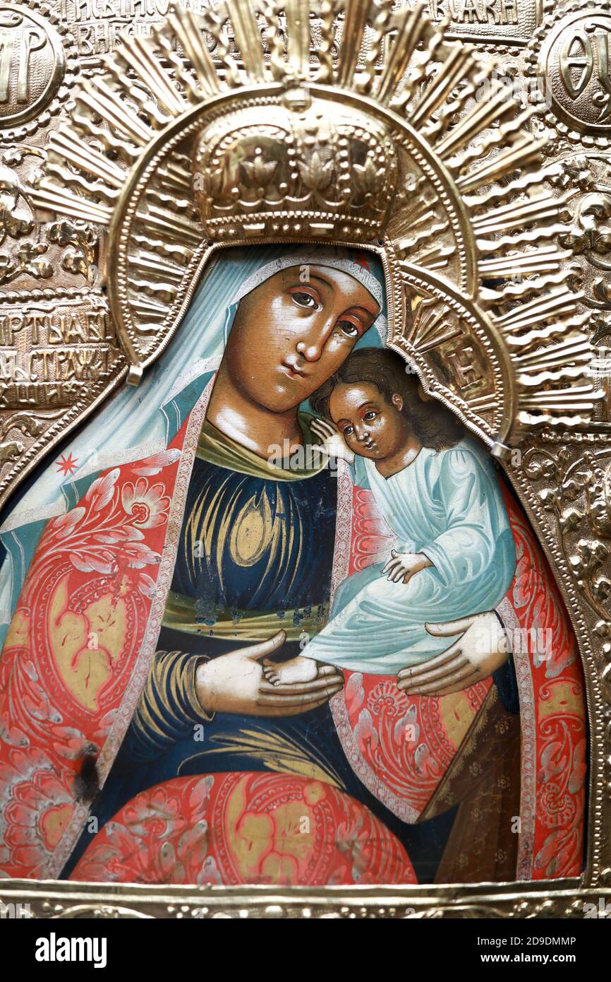 Icon with Child Jesus Christ and Virgin Mary Stock Photo - Alamy