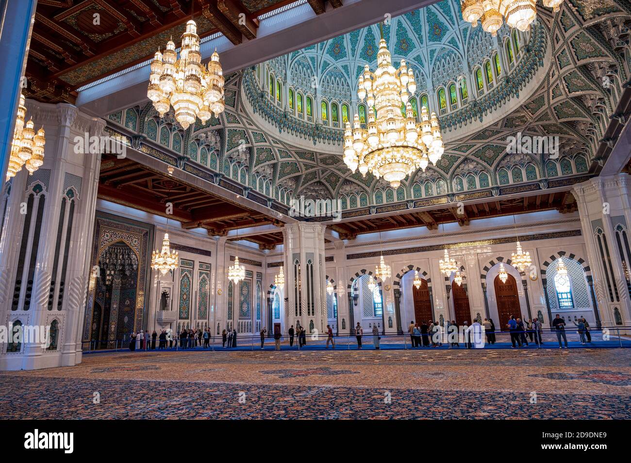 The Sultan Qaboos Grand Mosque in Muscat, Sultanate of Oman. Financed ...