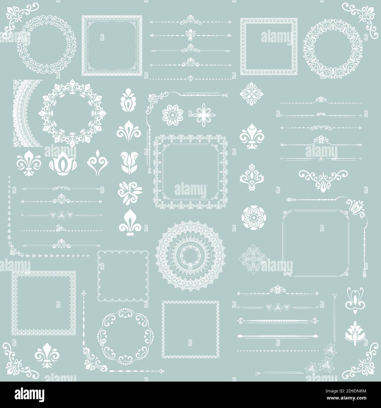 Blue flowers vintage square Stock Vector Images - Alamy