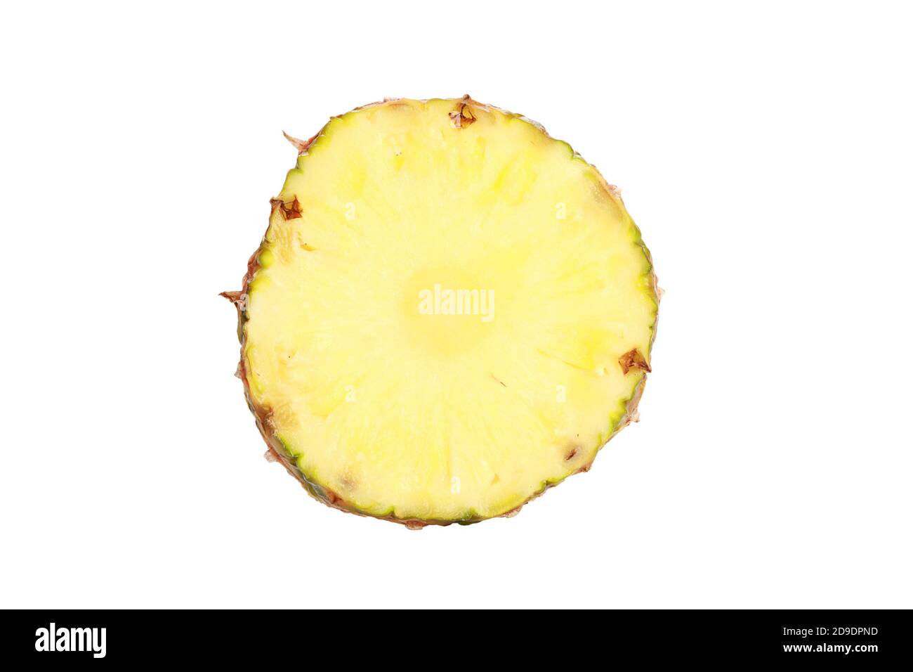 Single round pineapple slice isolated on a white background Stock Photo ...