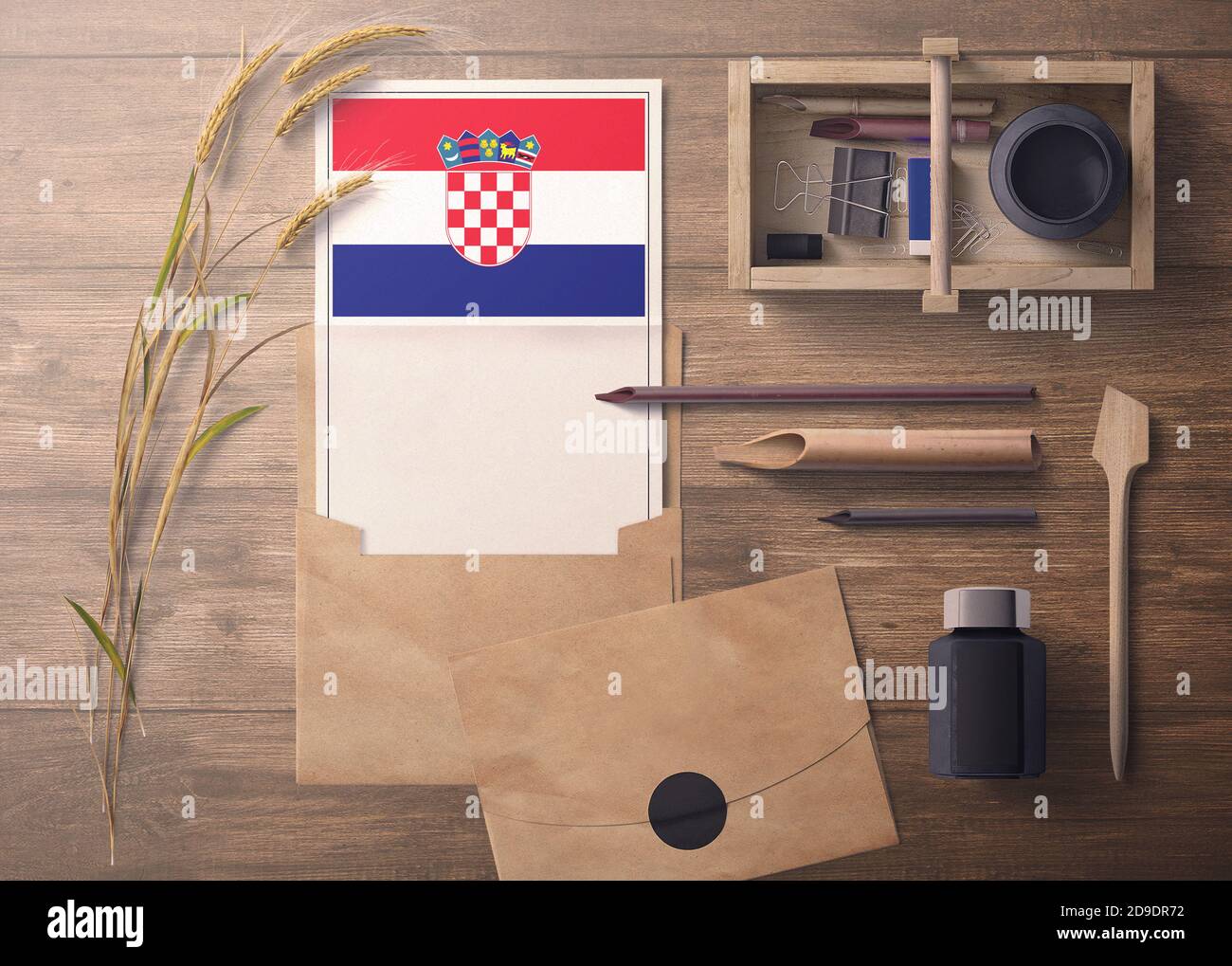 Croatia invitation, celebration letter concept. Flag with craft paper ...