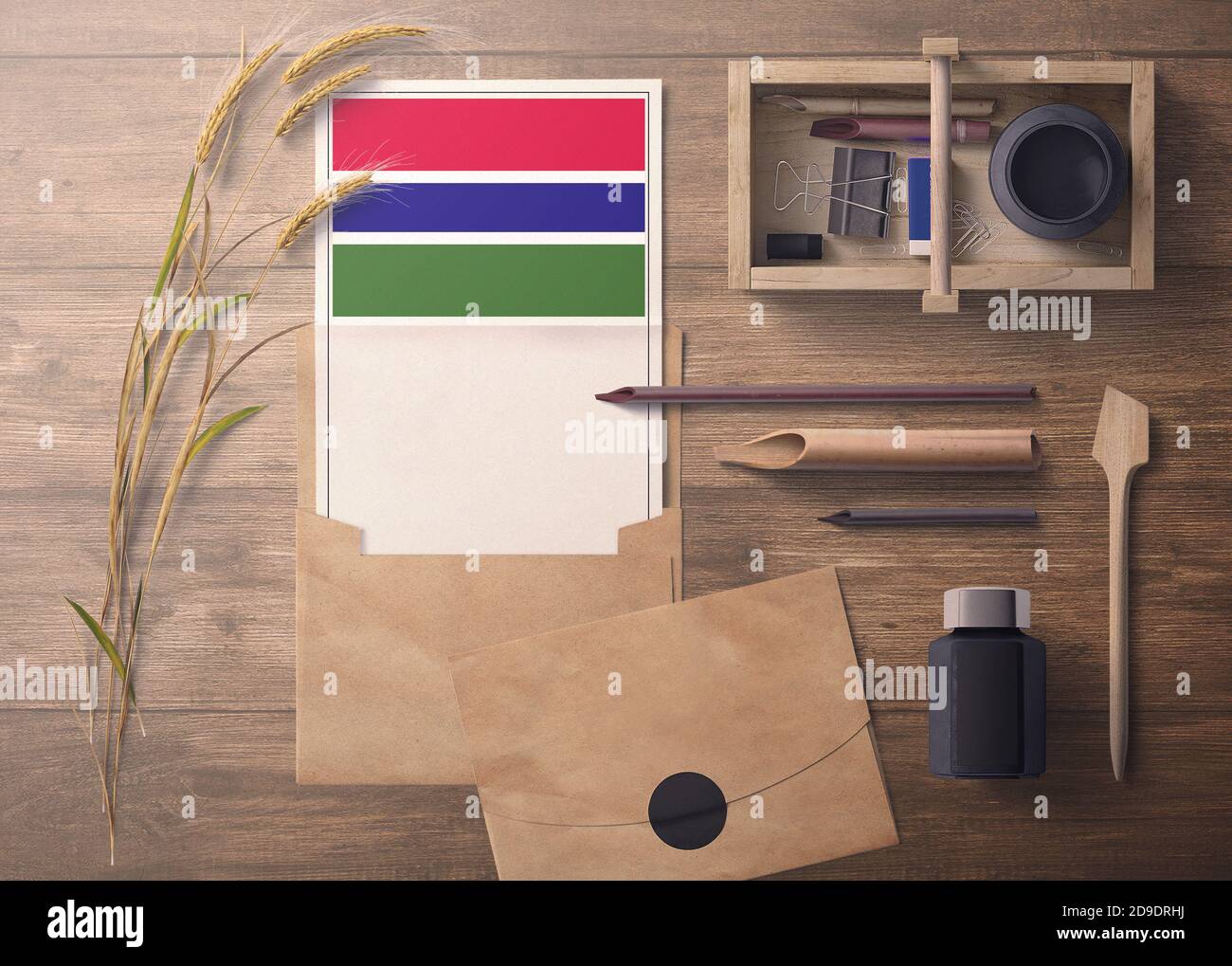 Gambia invitation, celebration letter concept. Flag with craft paper ...