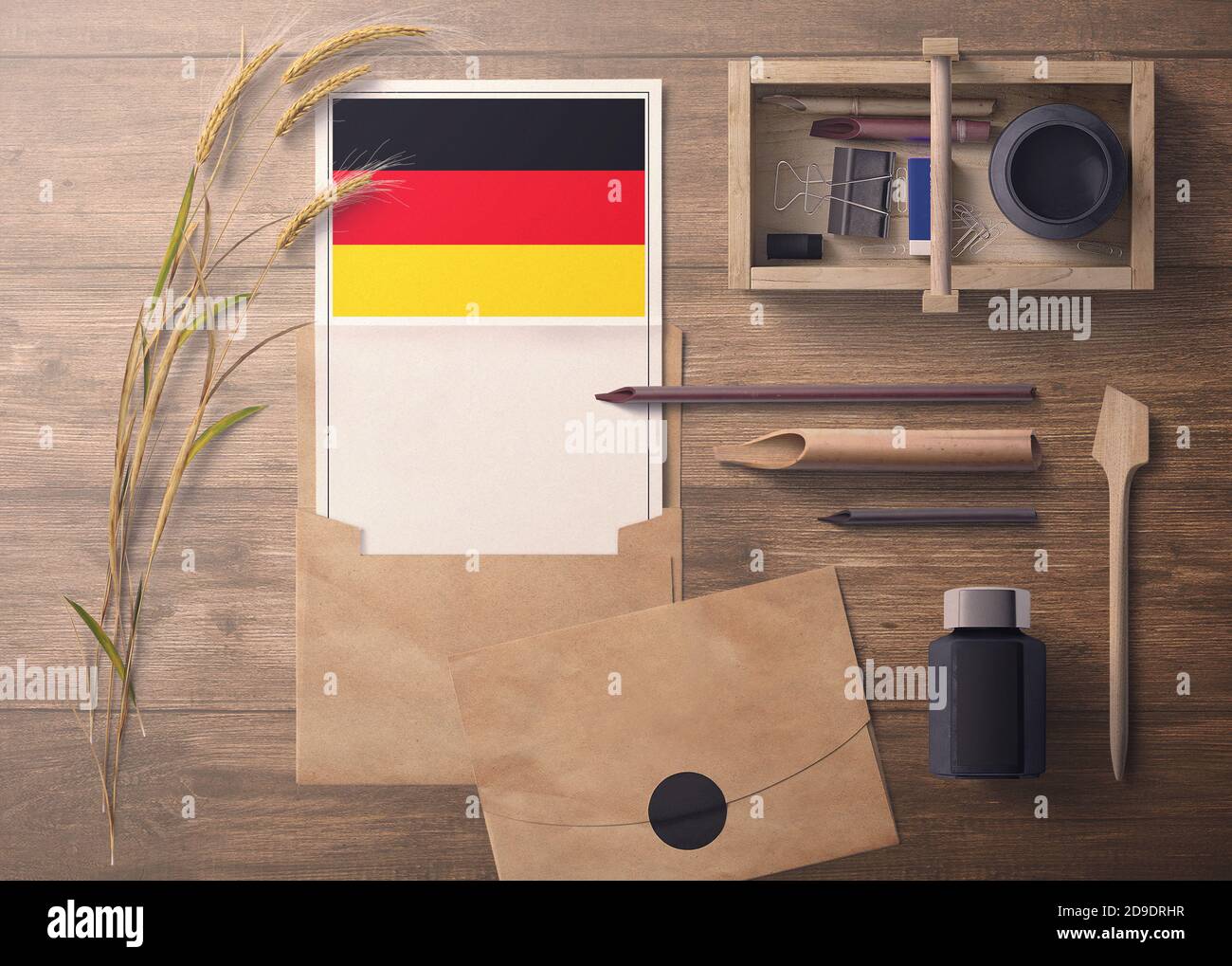 Germany invitation, celebration letter concept. Flag with craft paper ...