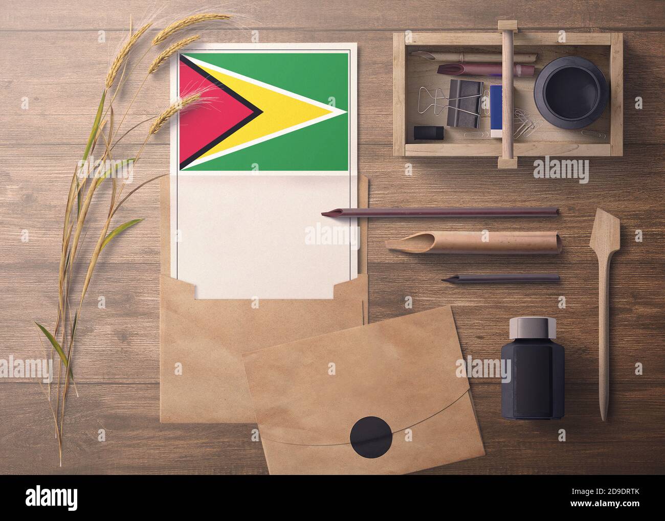 Guyana invitation, celebration letter concept. Flag with craft paper ...