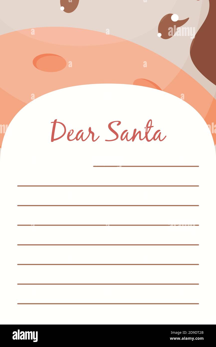 Dear Santa Christmas stationery template letter paper note with cow ox ...