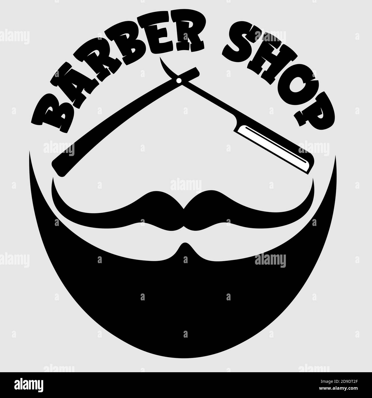 creative barber shop logo for men in the form of a beard face with a ...
