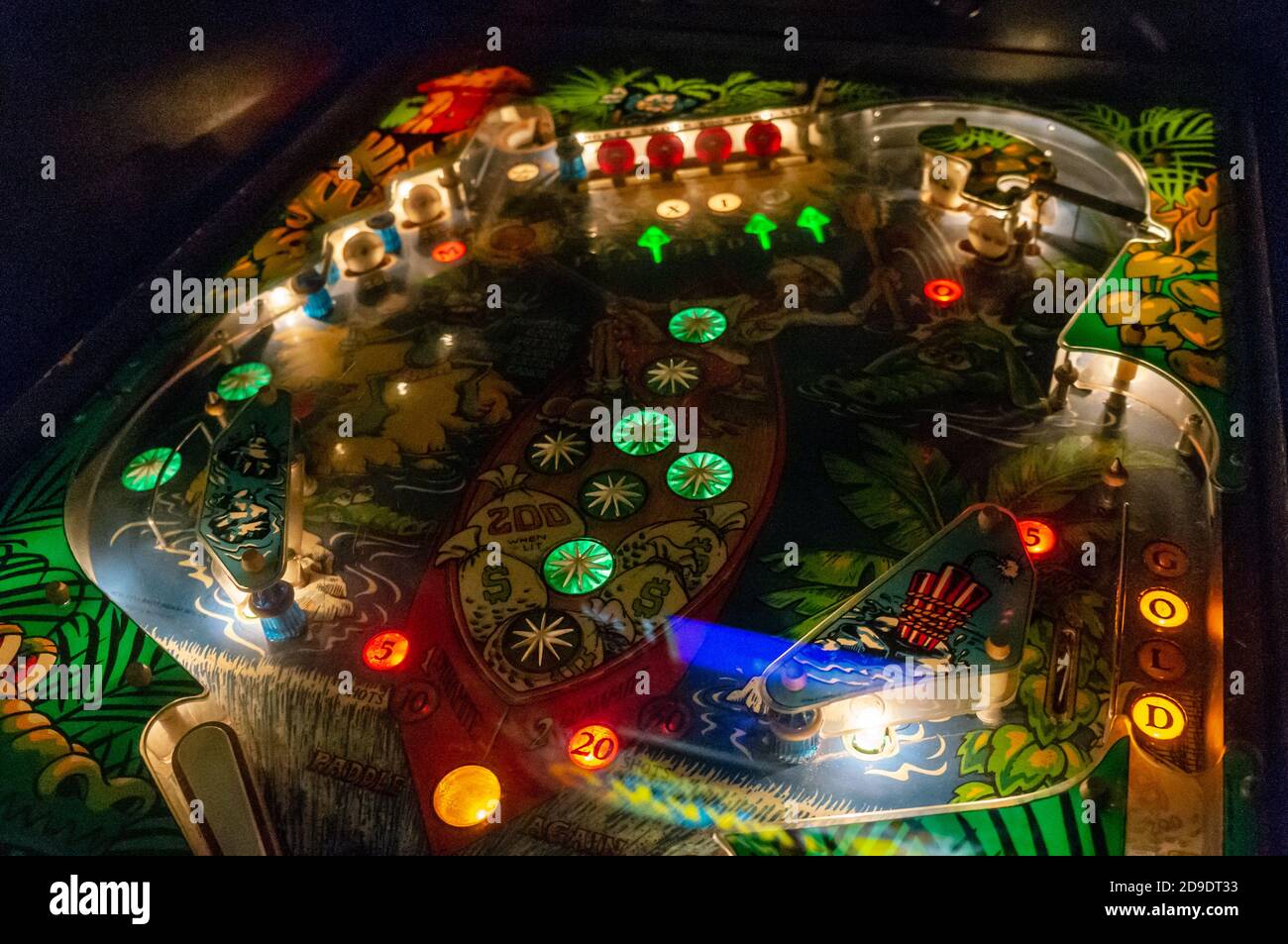 Budapest, Hungary - March 25, 2018: Pinball museum. Pinball table close ...