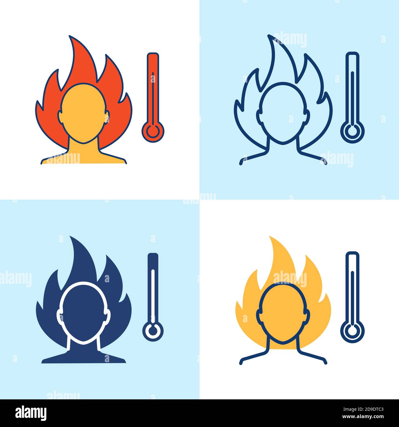 High temperature icon set in line style Stock Vector Image & Art - Alamy