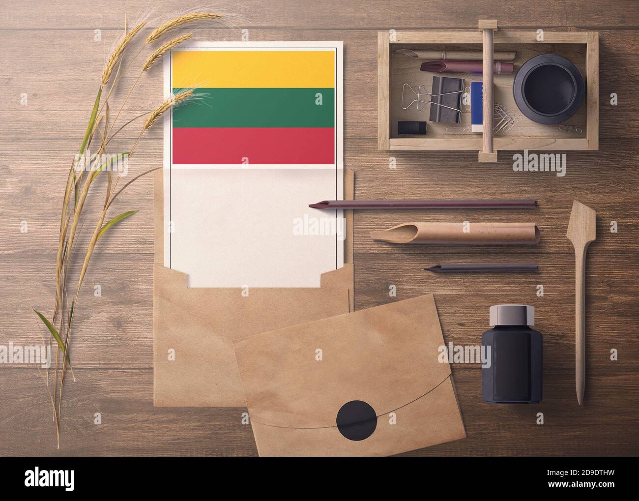 Lithuania invitation, celebration letter concept. Flag with craft paper ...