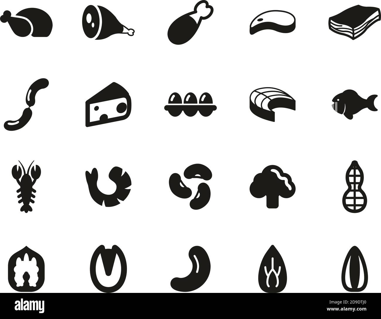 Protein Food Icons Black & White Set Big Stock Vector Image & Art - Alamy