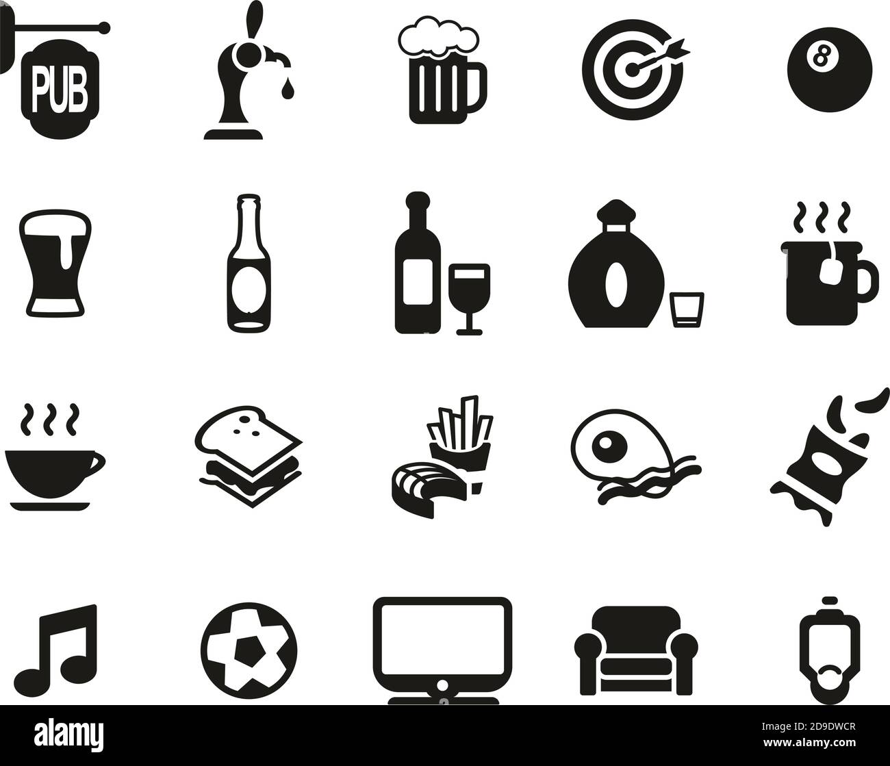 Pub Or Bar Icons Black & White Set Big Stock Vector Image & Art - Alamy