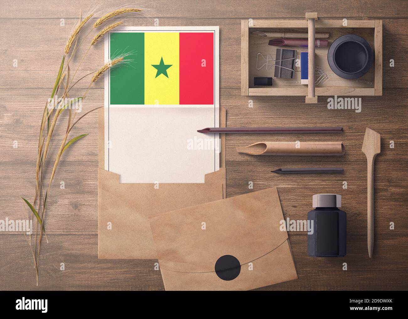 Senegal invitation, celebration letter concept. Flag with craft paper ...