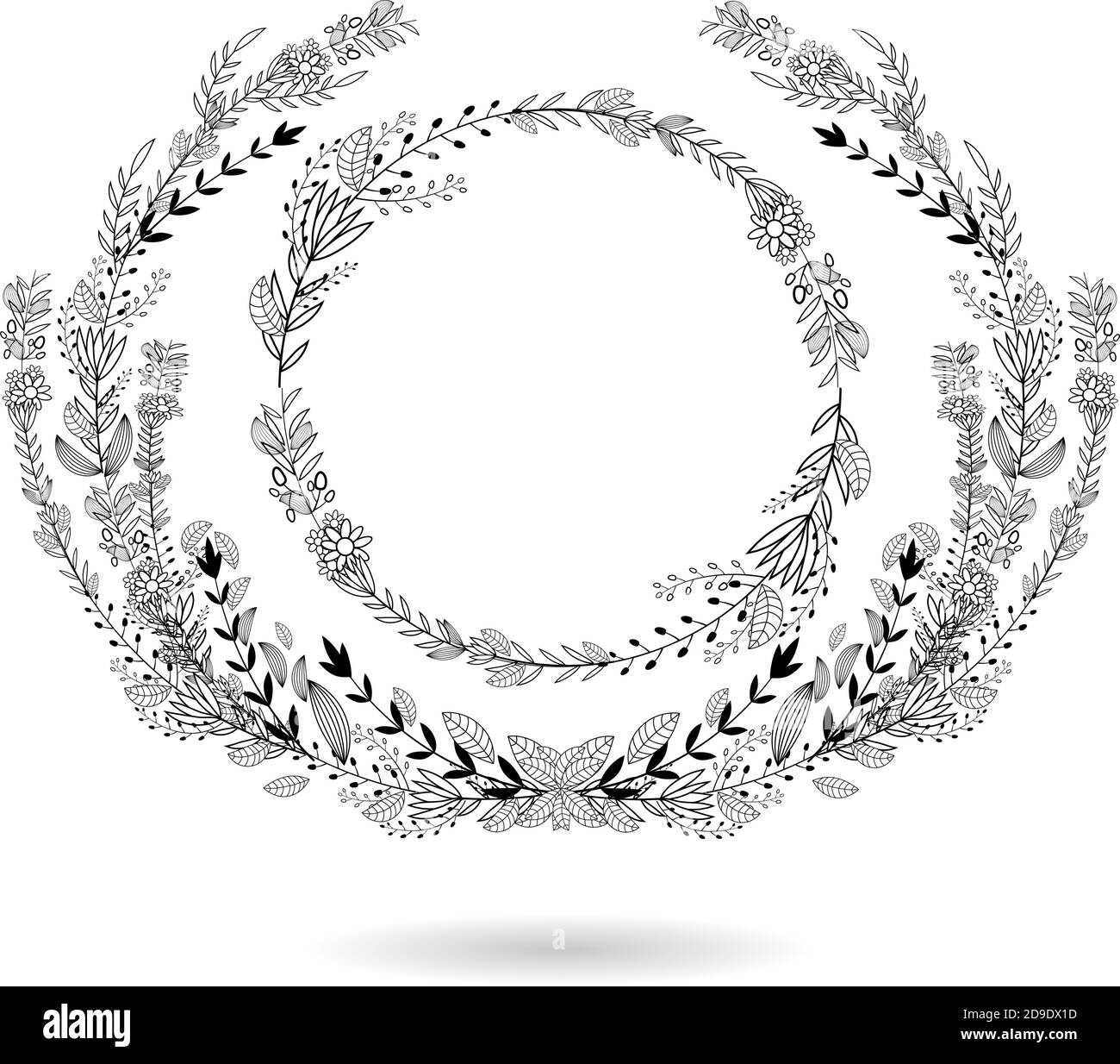 frame botanical vector design floral ornament template for initial name ...