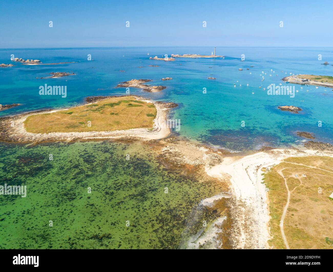 Aerial view of the coastal area “cote des Abers” (Brittany, north ...