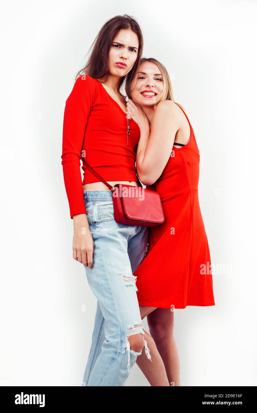 best friends teenage girls together having fun, posing emotional on ...