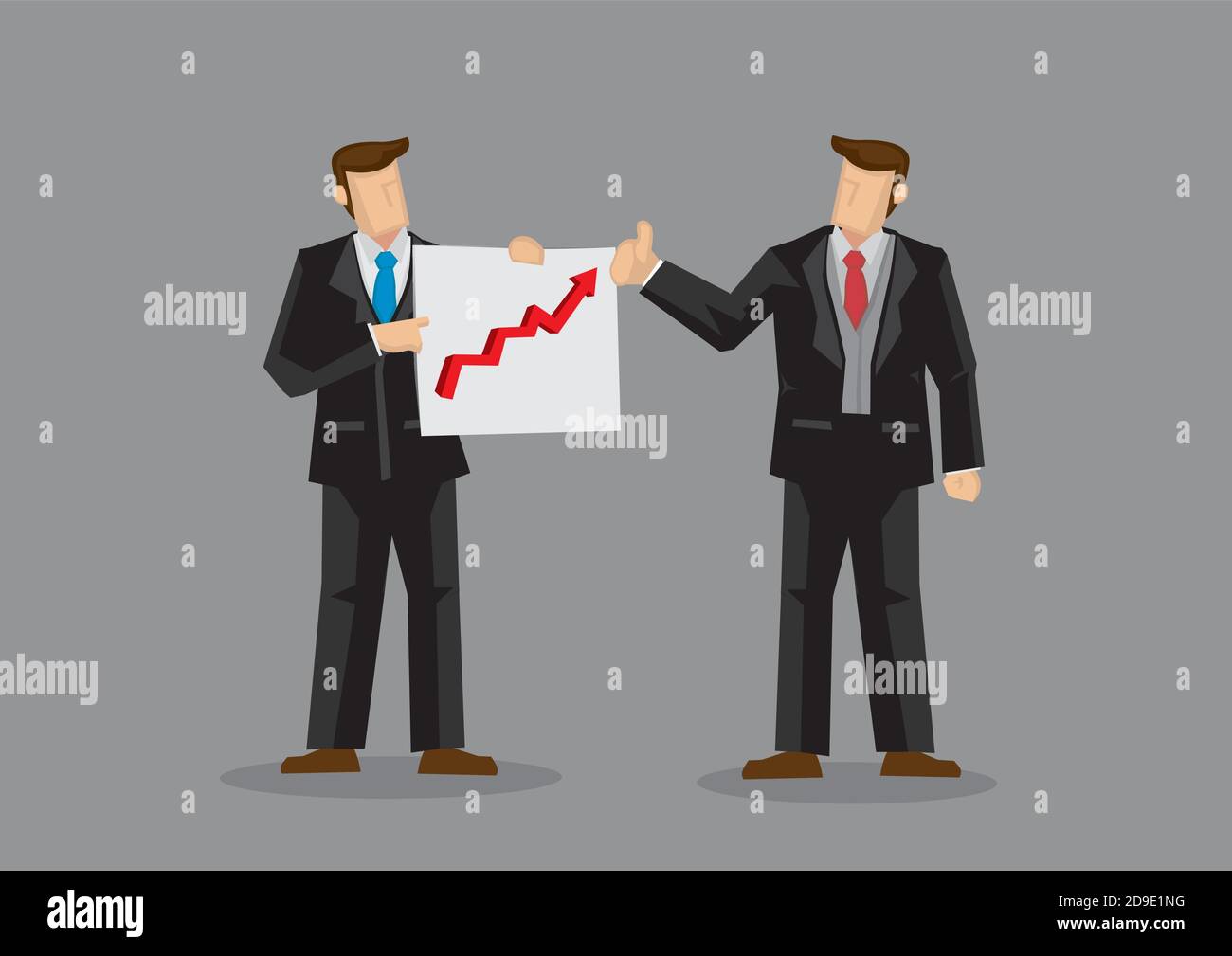 Businessmen with chart showing up trend feeling good about business ...