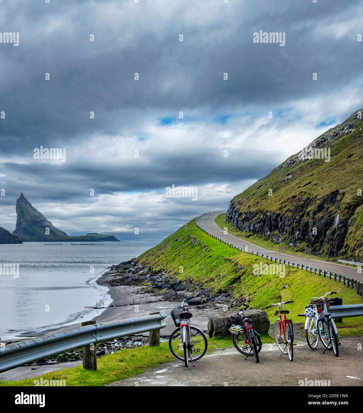 Bicycles parked near high slope iconic road Stock Photo - Alamy