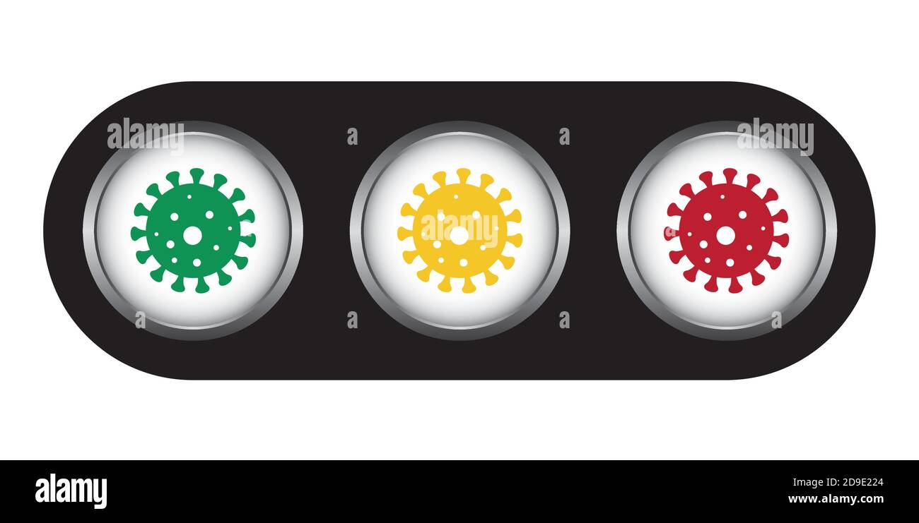 Corona Covid19 virus scale traffic light colors green yellow red ...