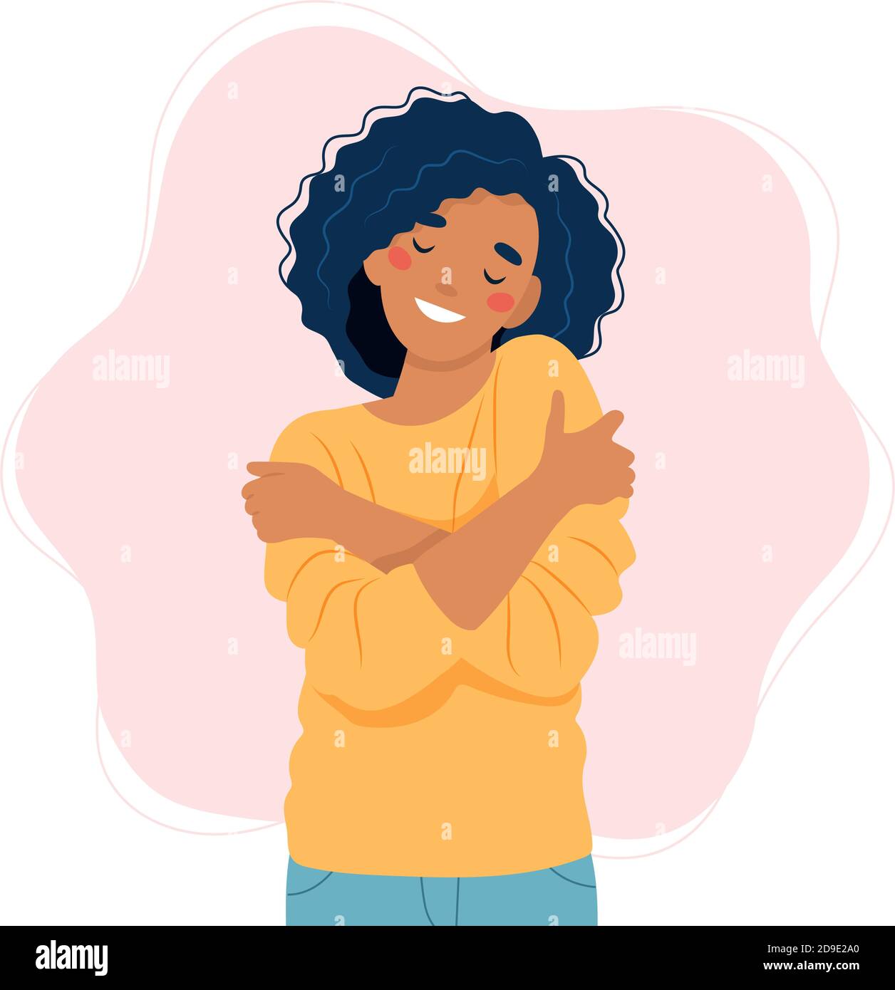 Self hug cartoon girl hi-res stock photography and images - Alamy