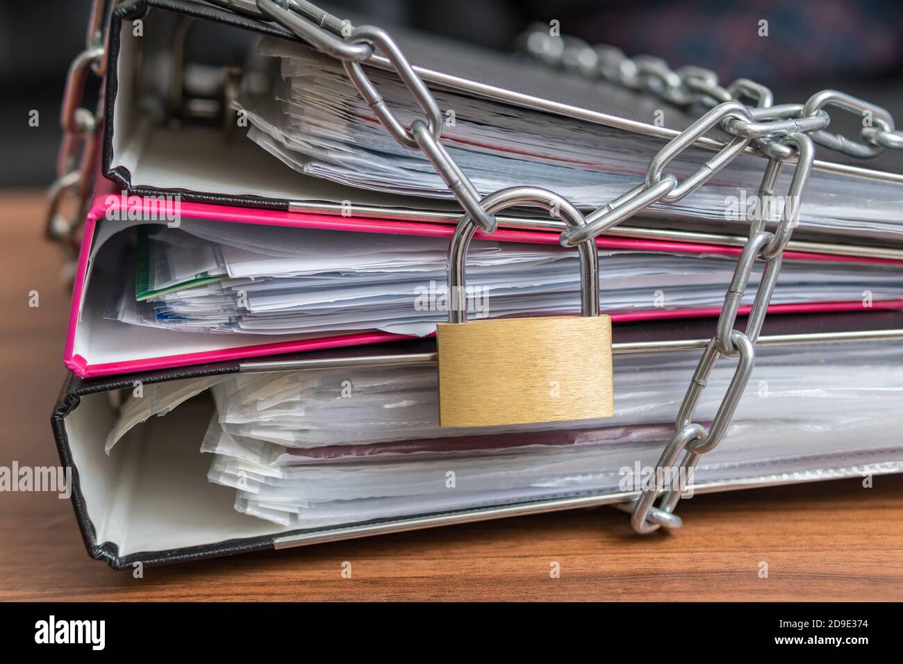 Privacy and security concept. Confidential files and documents in ...