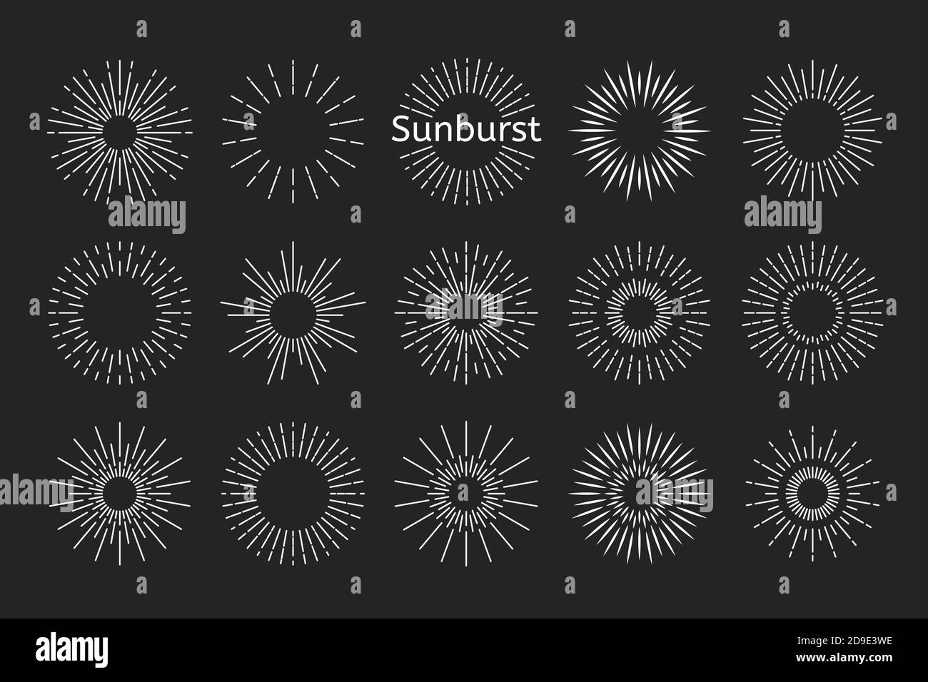 Sunburst beams logo. Sun burst doodle beam. Radial sunrise vector icon ...