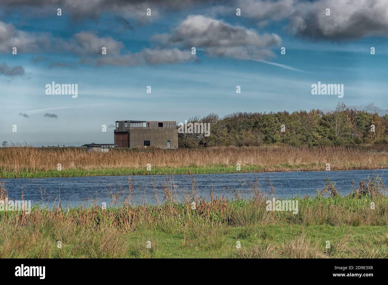 Pumping station North in the meadows wetlands of Skjern in Denmark ...