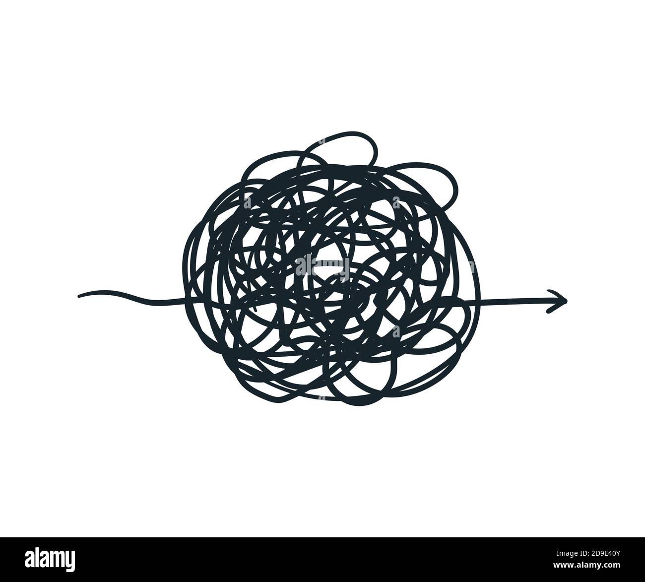Messy line process. Chaos arrow path. Vector scribble mind sketch ...