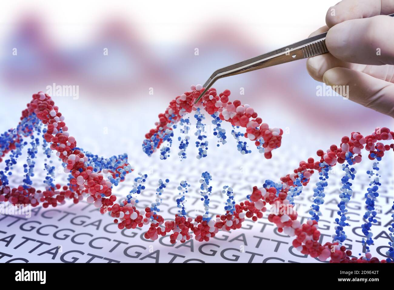 Genetic engineering, GMO and Gene manipulation concept. Hand is ...