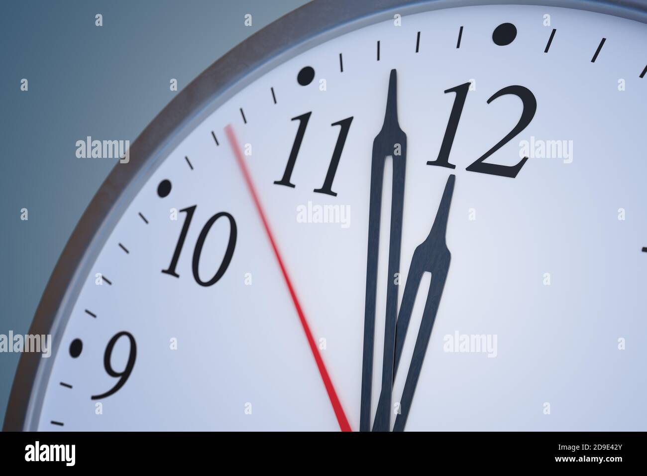 Deadline and time concept. Close up view on clock showing twelve hours ...