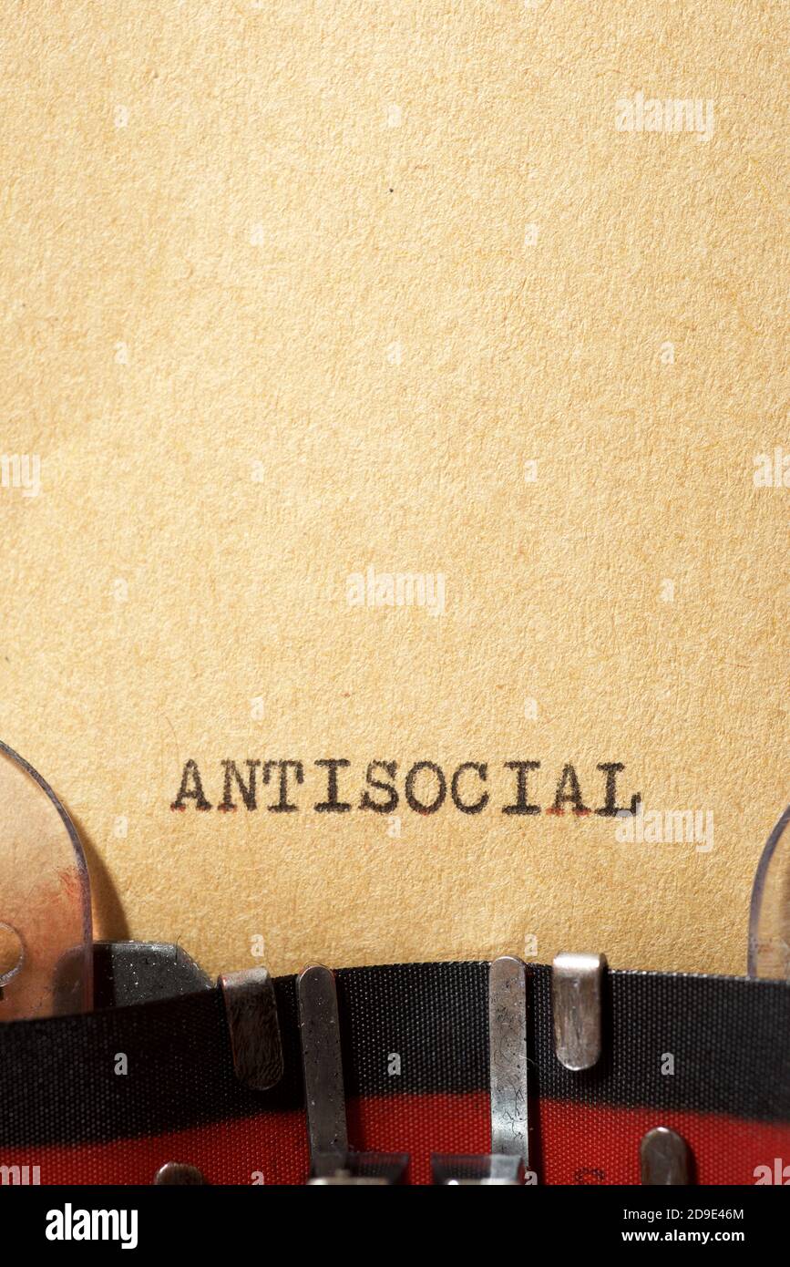 Antisocial word written with a typewriter Stock Photo - Alamy