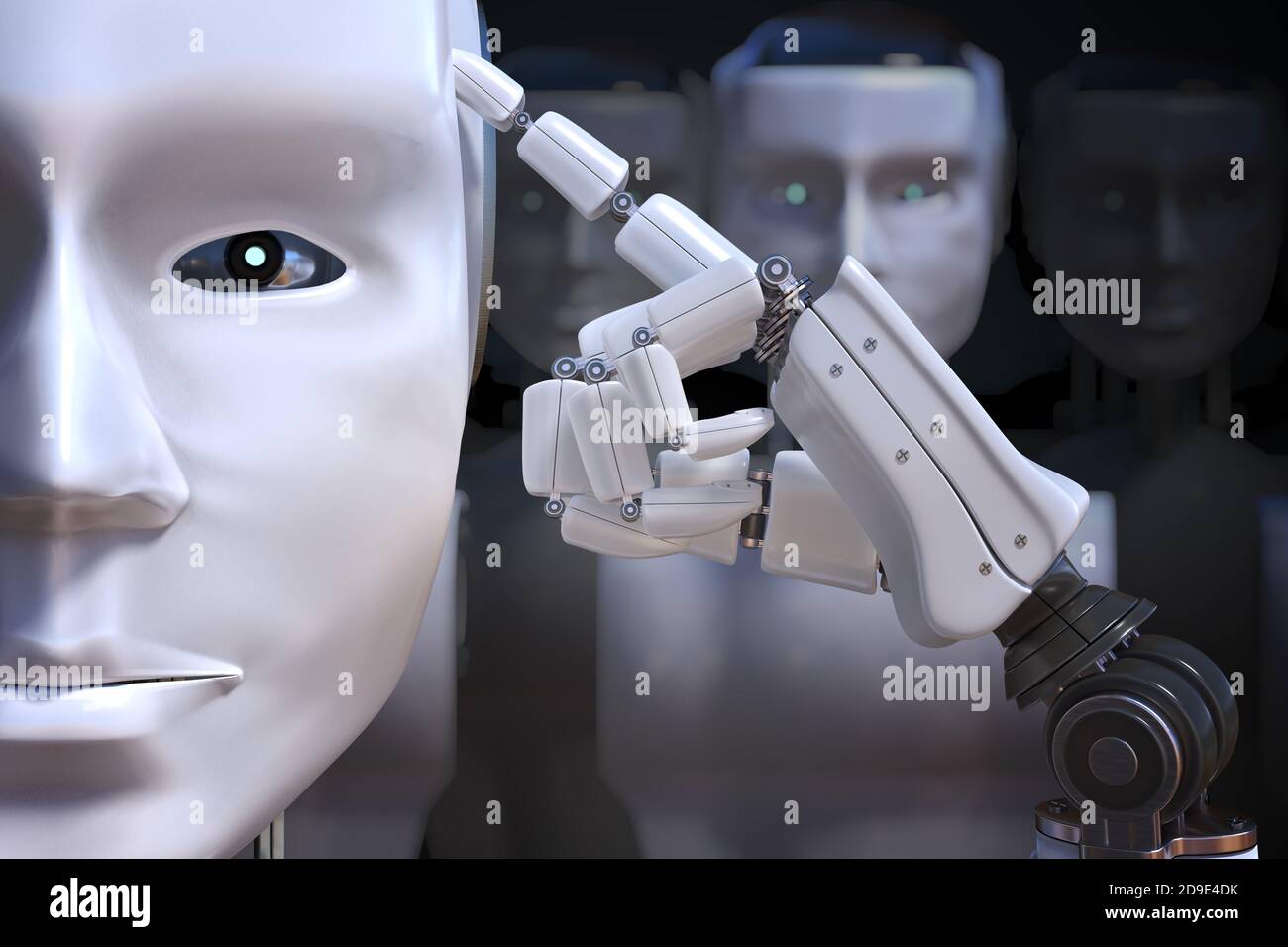 Closeup view on robot head. 3D rendered illustration Stock Photo - Alamy