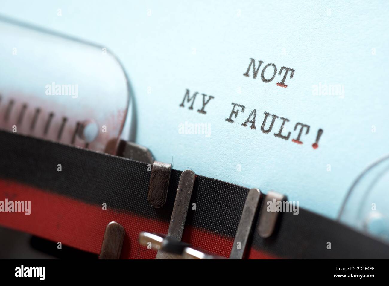 Not my fault phrase written with a typewriter Stock Photo - Alamy