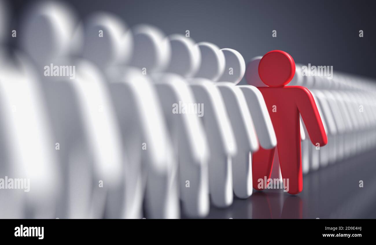 Liadership, difference and standing out of crowd concept. 3D rendered ...