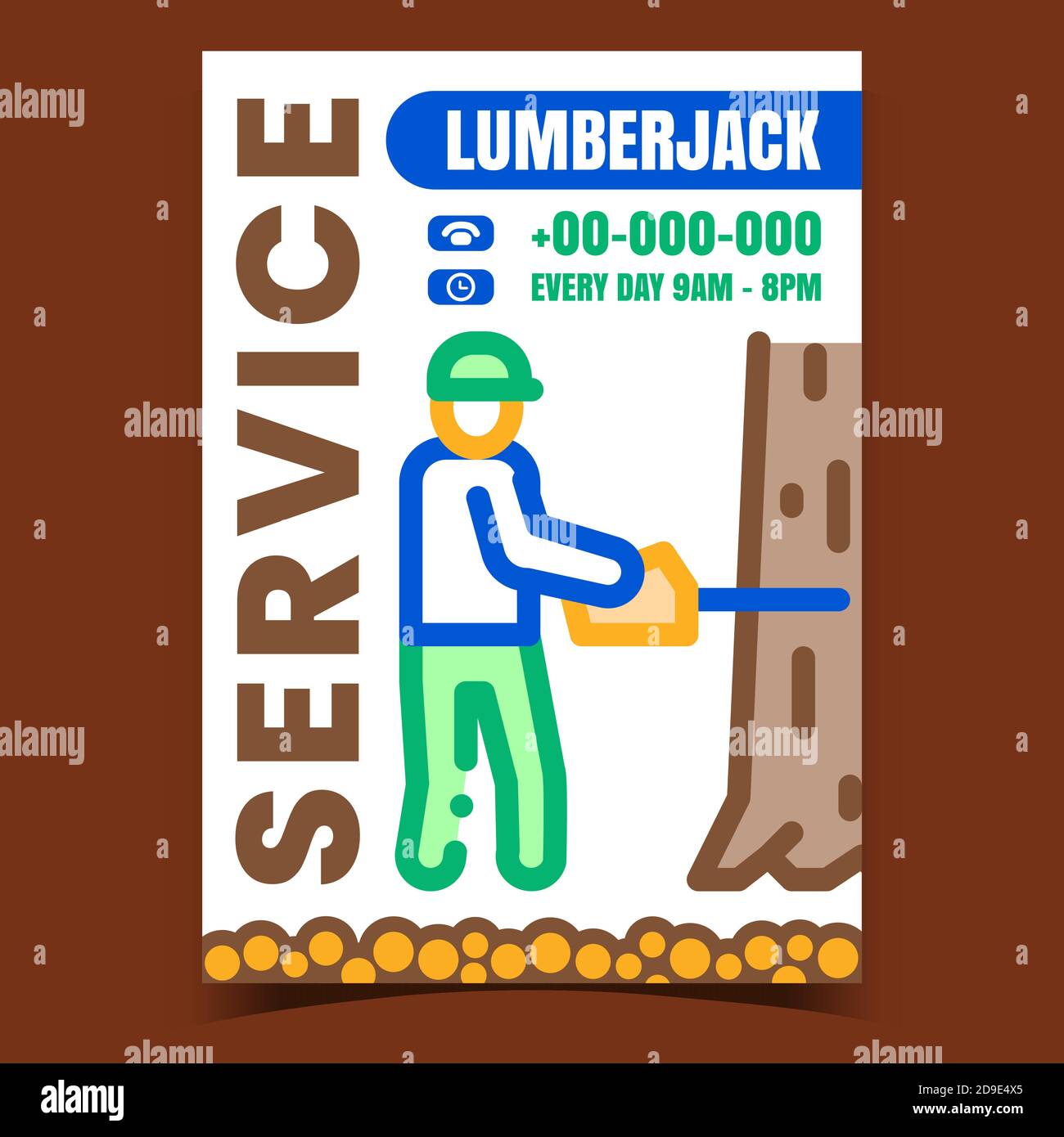 Lumberjack Service Creative Promo Poster Vector Stock Vector Image ...
