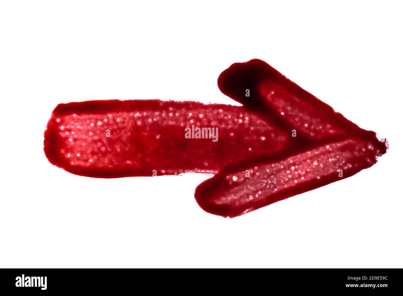 Painted in bloody paint symbol sign of arrow, pointer isolated on white ...