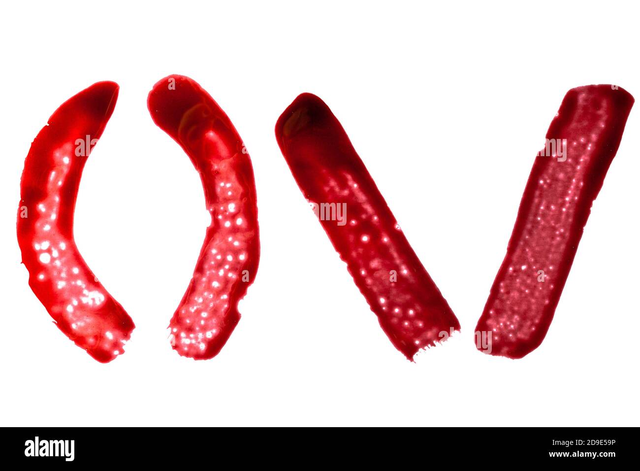 Painted in bloody paint symbol sign of slash, parentheses isolated on ...