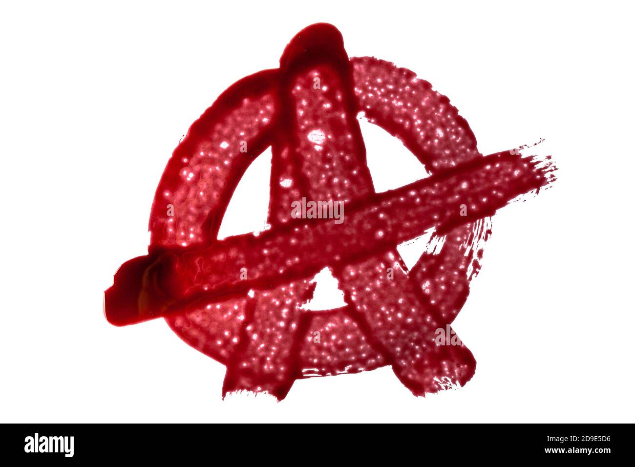 Painted in bloody paint symbol sign of anarchy isolated on white ...