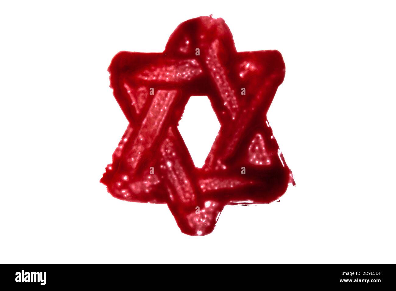 Painted in bloody paint symbol sign of star David isolated on white ...
