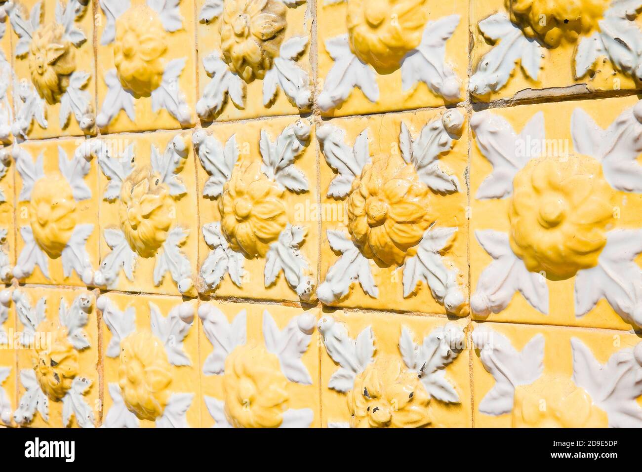 Typical Portuguese decorations with yellow ceramic tiles (Portugal ...