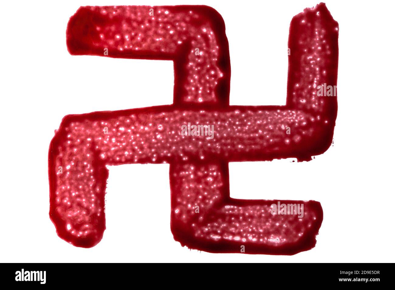 Painted in bloody paint symbol sign of swastika isolated on white background Stock Photo - Alamy