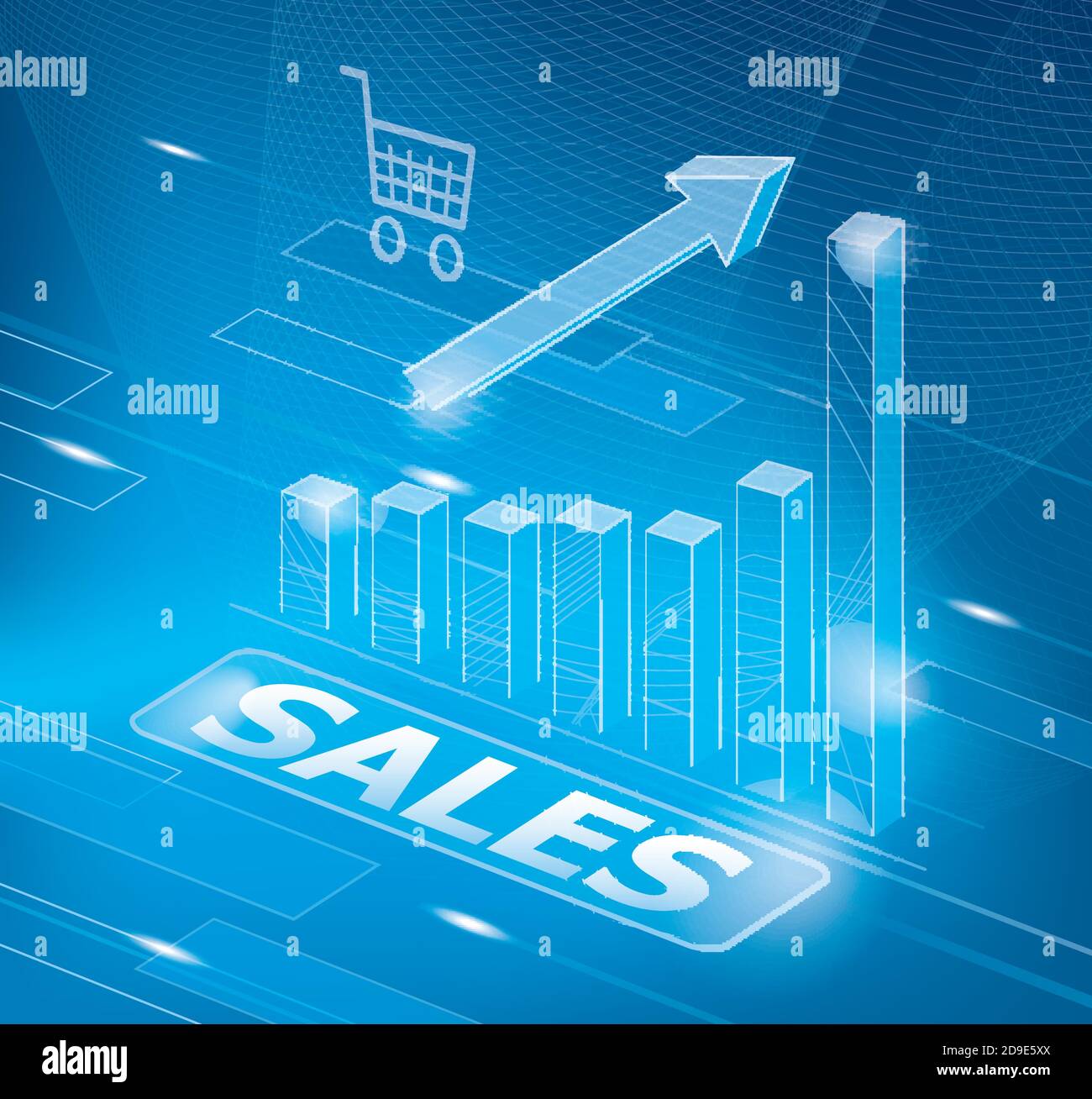 Vector illustration of a touch screen with a representation of the sales increase Stock Vector ...